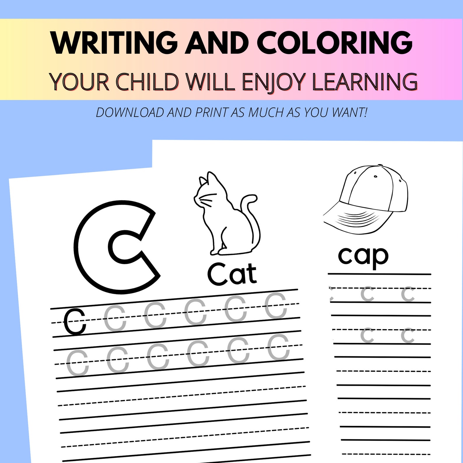 Printable Alphabet Coloring Pages for Kids, Learn Letters, Learn ABC ...