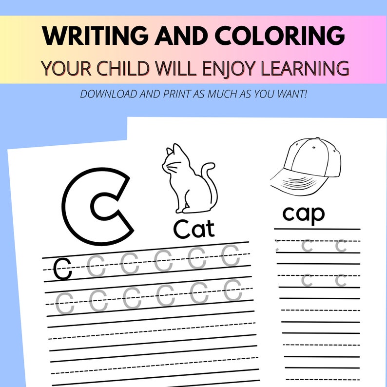 Printable Alphabet Coloring Pages for Kids, Learn Letters, Learn ABC ...