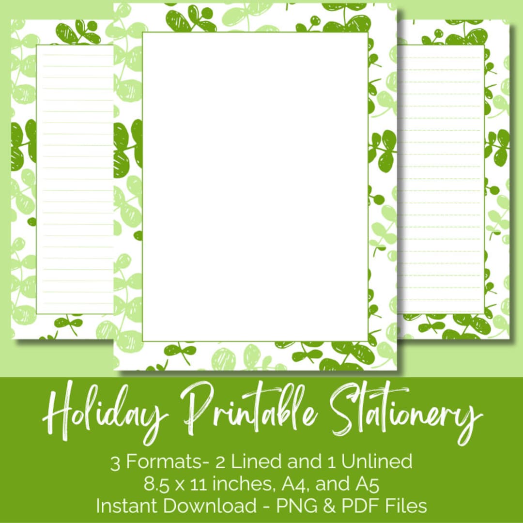 Festive Holiday Printable Writing Paper: Green Foliage - Etsy