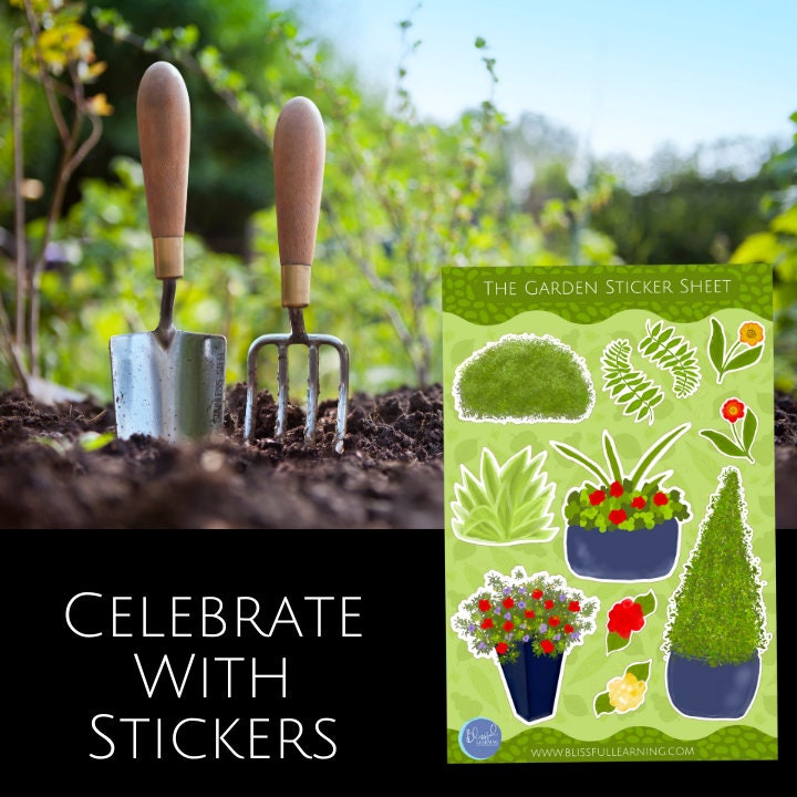 Floral Garden Sticker Sheet 4x6 Inch Matte Vinyl Stickers for Gardeners ...