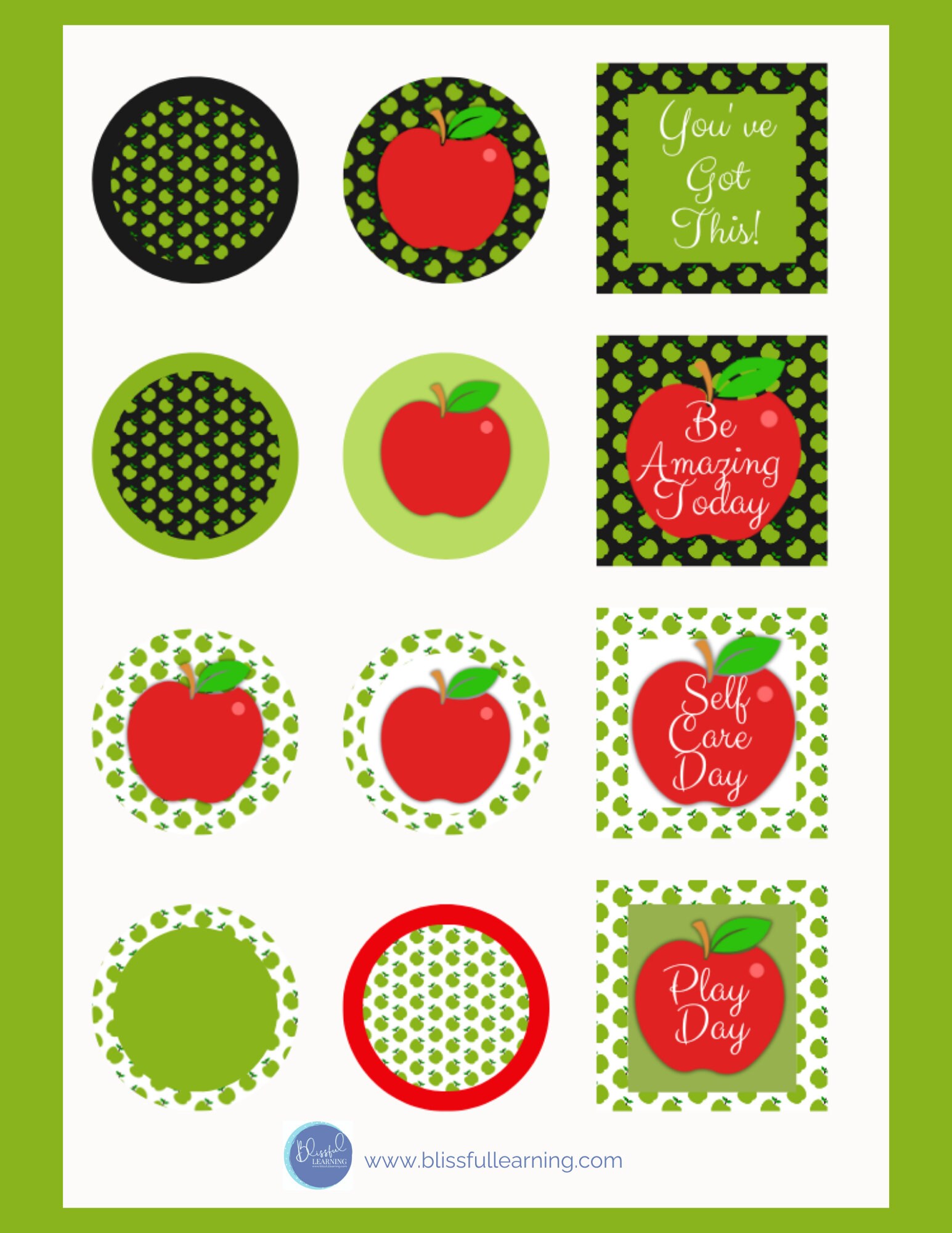 Back to School Apple Printable Stickers for Planners, Scrapbooking, and ...
