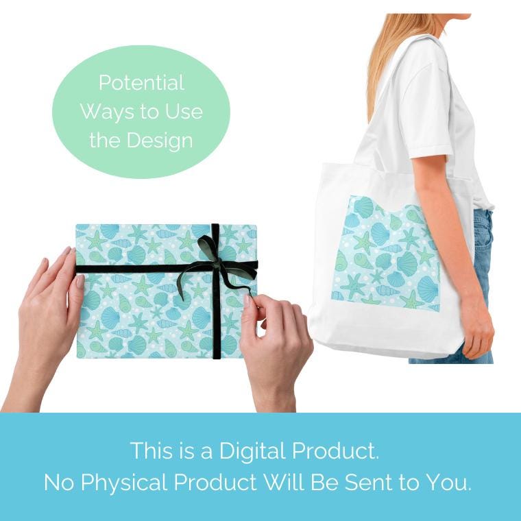 Preppy Seashells and Bubbles Seamless Pattern, Fun Summer Vibe Hand ...