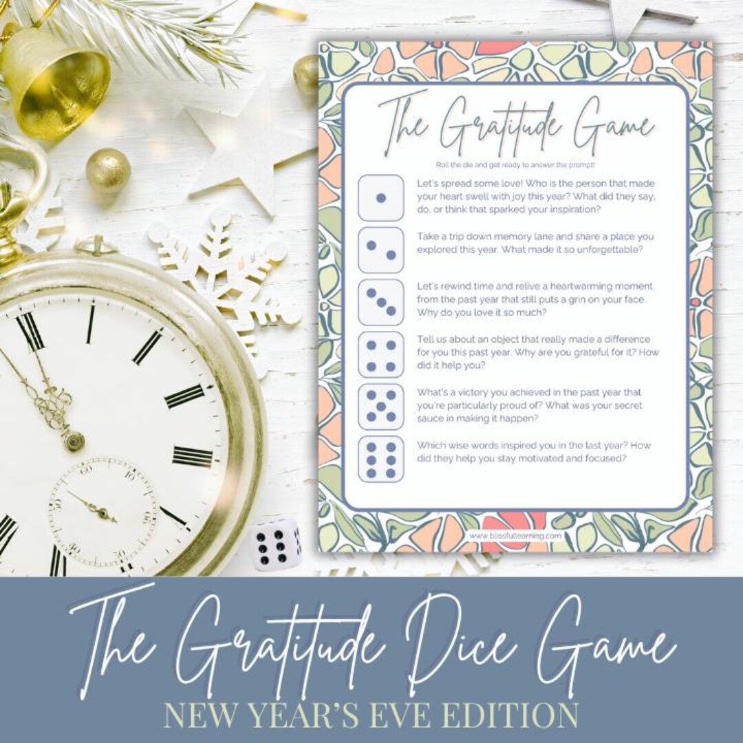 Gratitude Game: New Year's Eve Dice Conversation Starter (printable) - Etsy