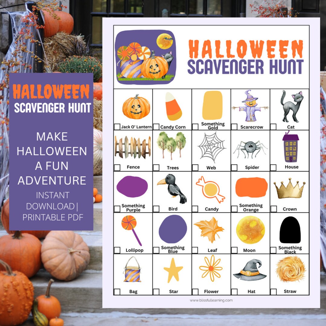 Halloween Scavenger Hunt for Kids, Halloween Printable Game, Halloween ...