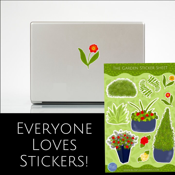 Floral Garden Sticker Sheet 4x6 Inch Matte Vinyl Stickers for Gardeners ...