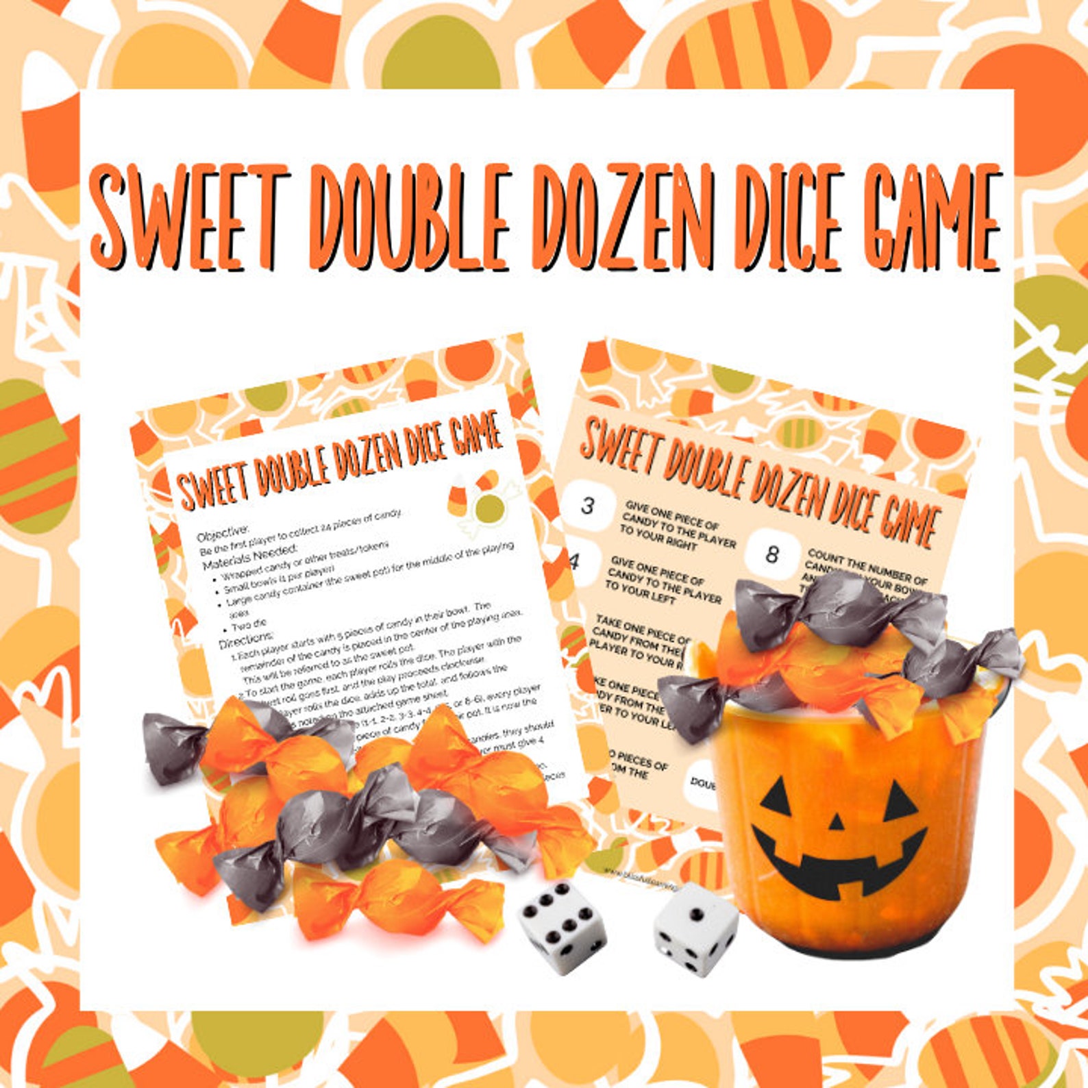 Halloween Candy Dice Game Printable, Fall Kids Party Game Printable ...
