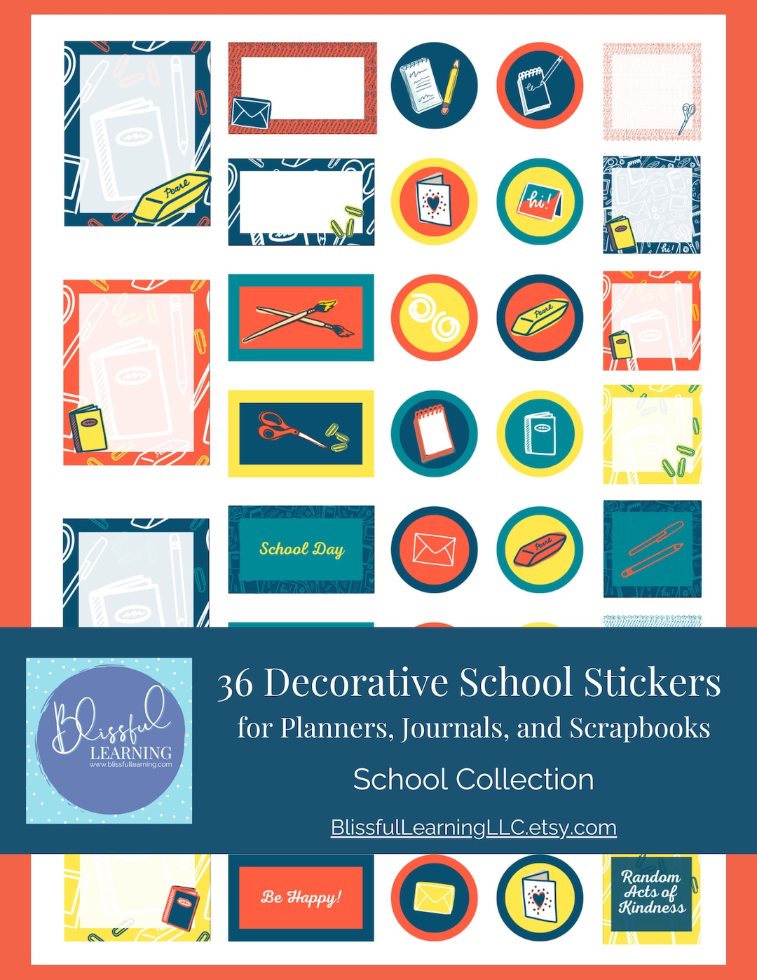 School Decorative Printable Stickers for Planners, Journals, and ...