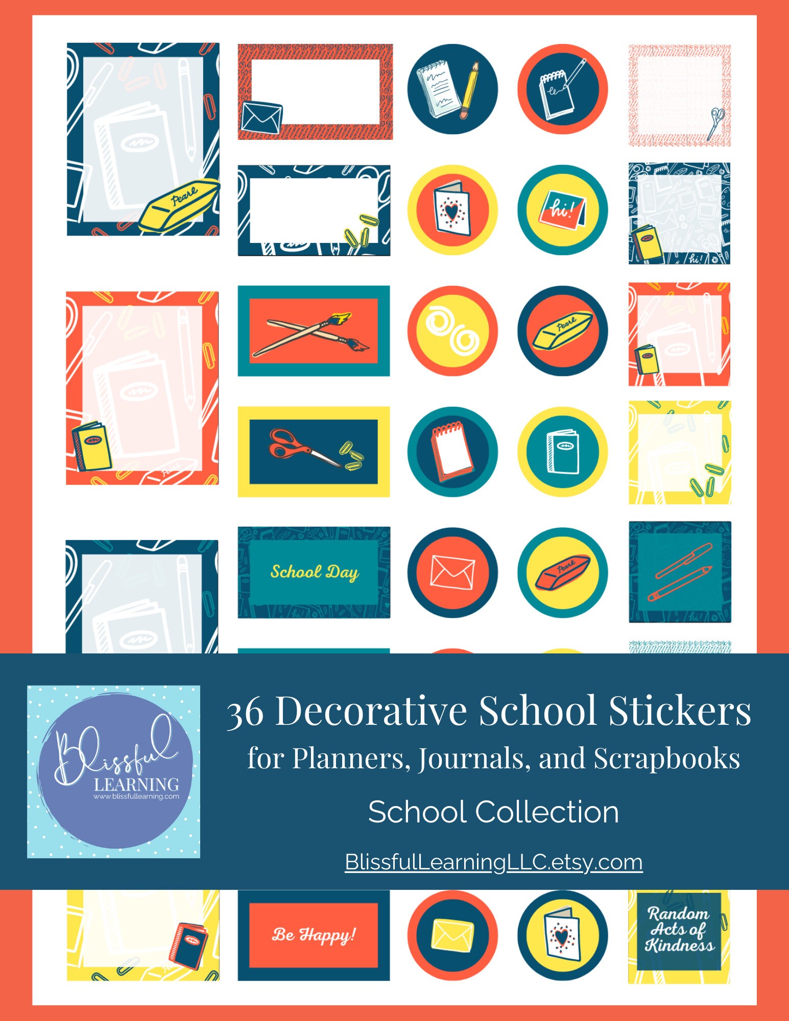 School Decorative Printable Stickers for Planners, Journals, and ...