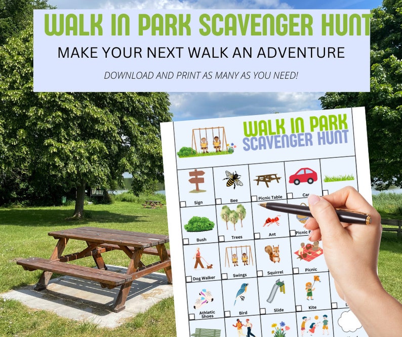 Walk in the Park Scavenger Hunt for Kids Printable Outdoor - Etsy