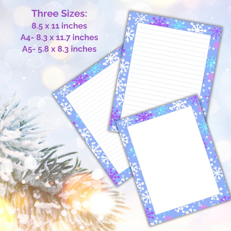 Snowflake Stationery: Lined & Unlined Winter Writing Paper (digital ...