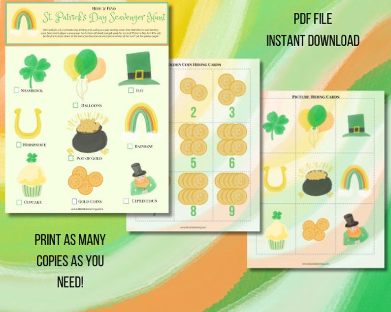St. Patrick's Day Scavenger Hunt: Picture & Coin Cards (PDF Download ...