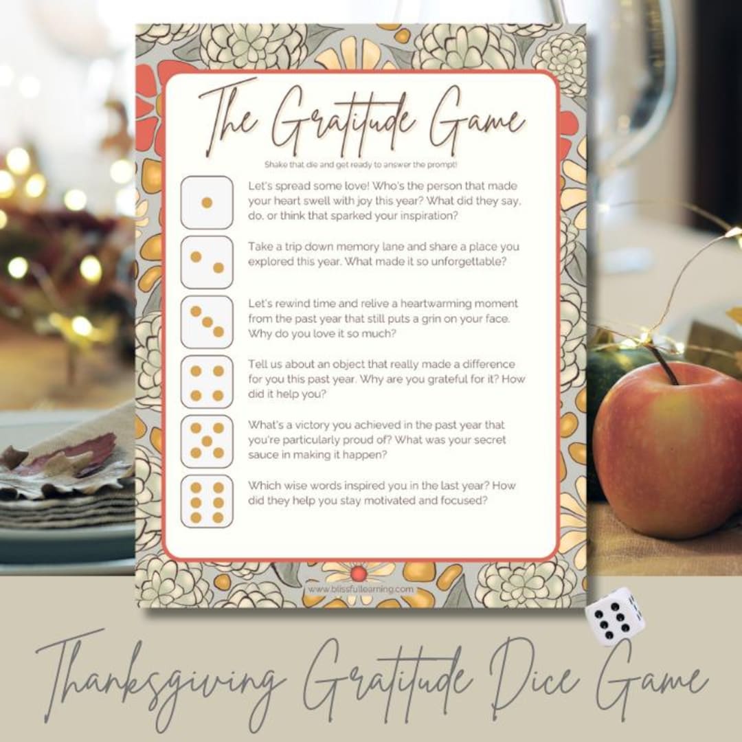 Thanksgiving Gratitude Game: Dice & Cards - Friendsgiving Activity (PDF ...