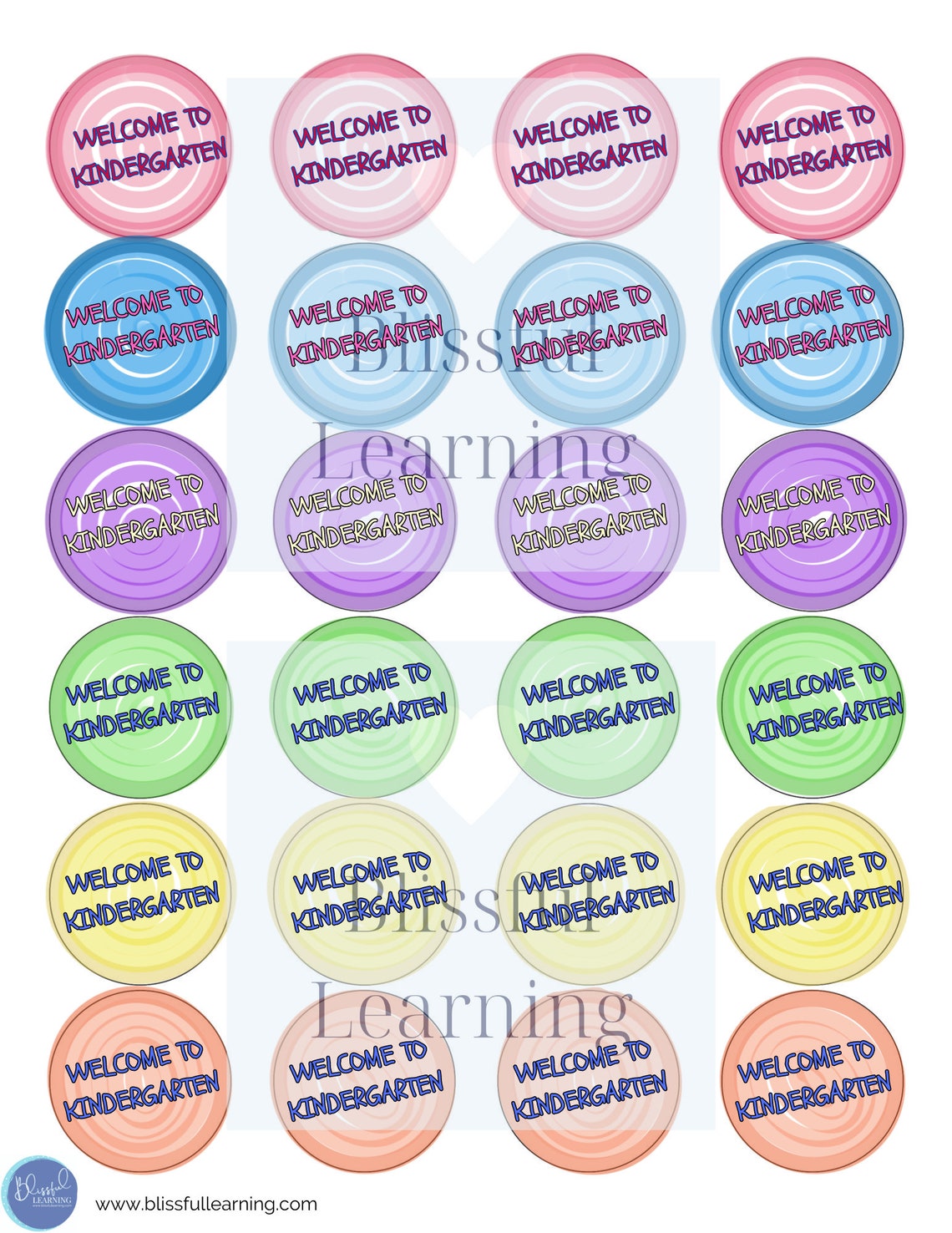 Welcome to Kindergarten Printable Stickers, 1st Day of School Sticker ...