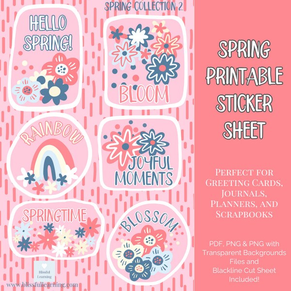 Printable Floral Sticker Sheet - Etsy