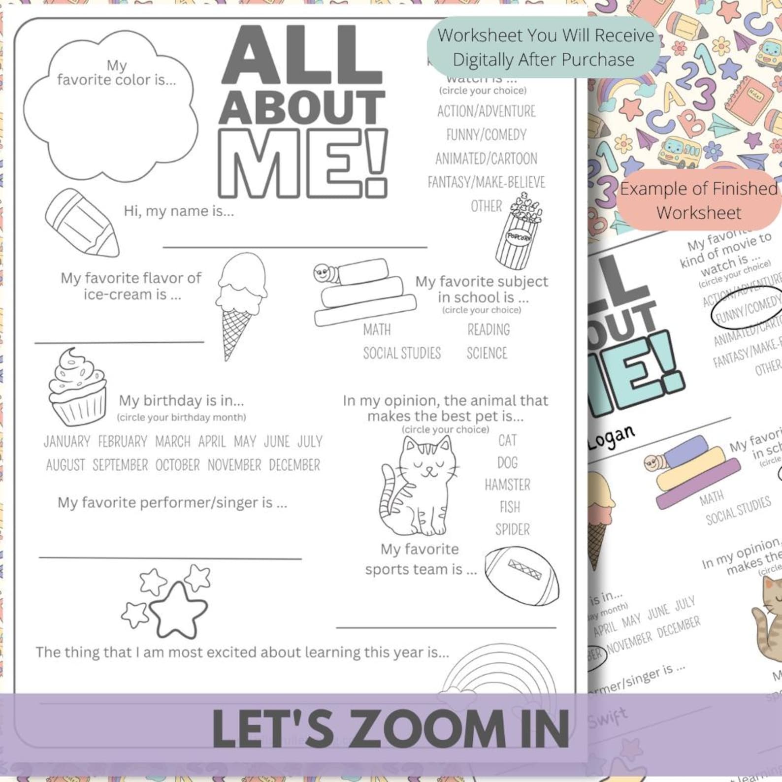 All About Me Poster: Back to School Ice Breaker Worksheet (PDF ...