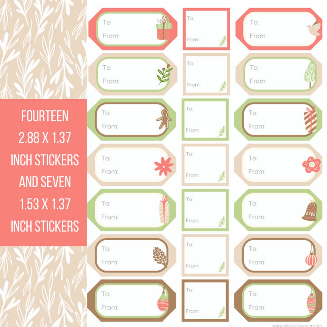 Christmas Printable Gift Tags and Stickers for Presents, Holiday Gift ...
