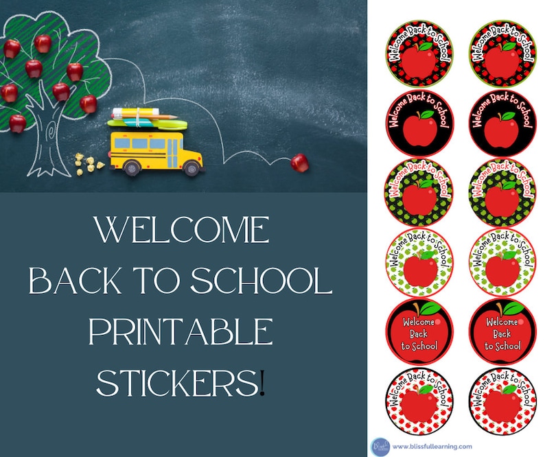 Back to School Printable Stickers, School Open House Stickers, Teacher ...
