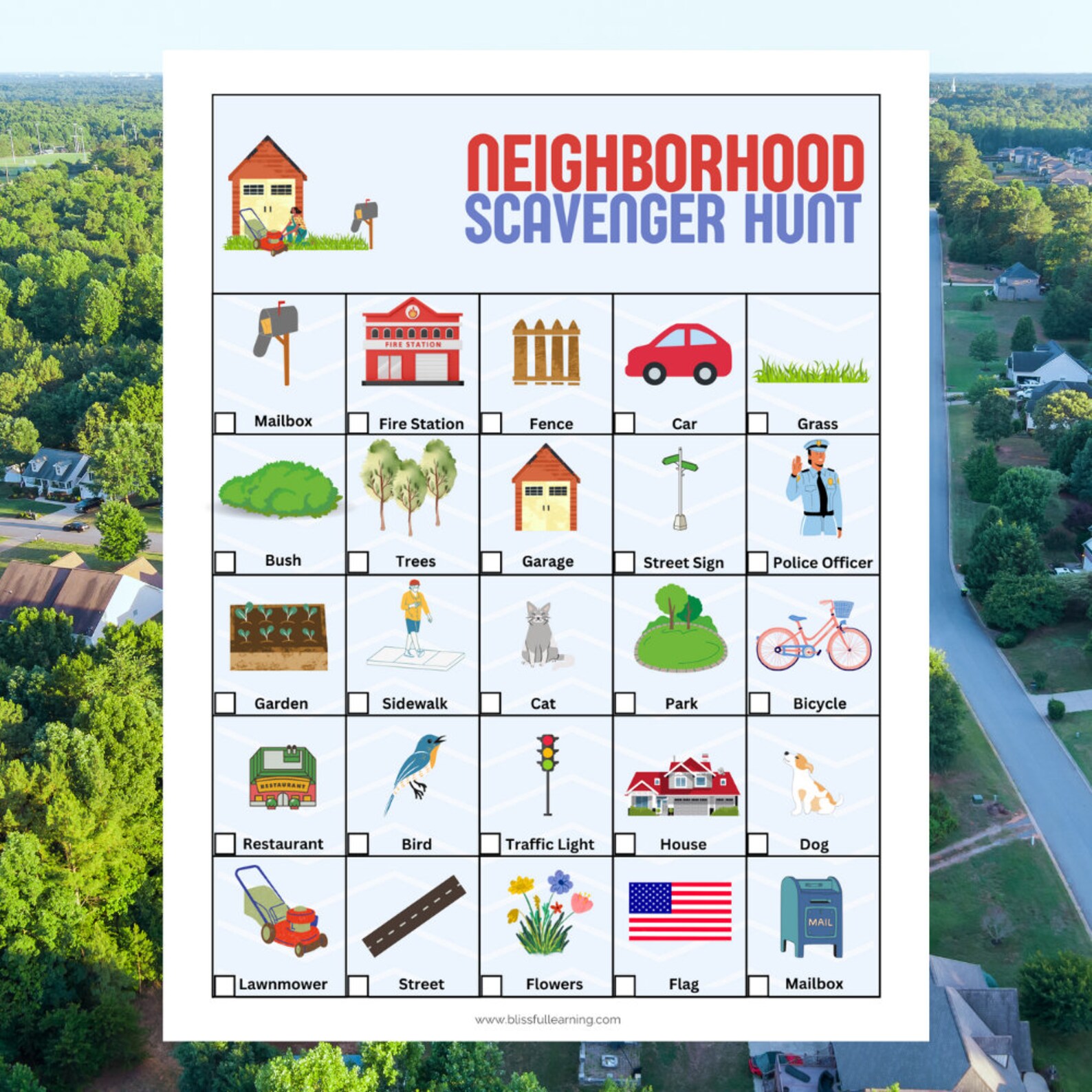 Neighborhood Scavenger Hunt for Kids, Family Outdoor Walking Game ...