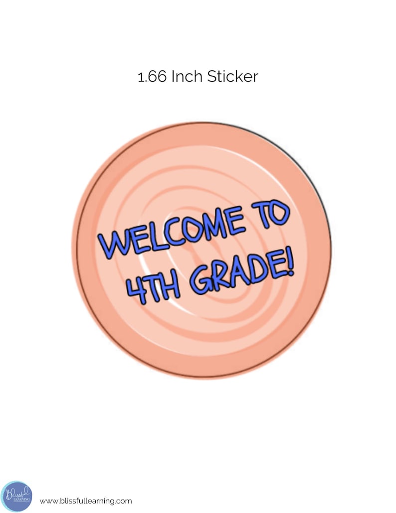 Welcome to 4th Grade Sticker, Back to School Stickers Printable, First ...