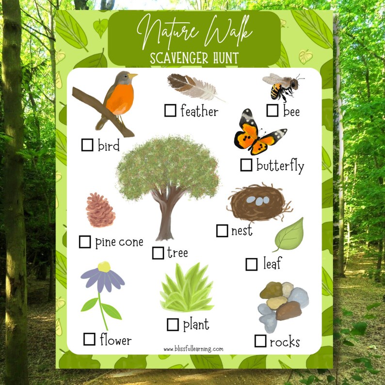 Nature Scavenger Hunt for Kids Printable, Outside Game for Birthday ...