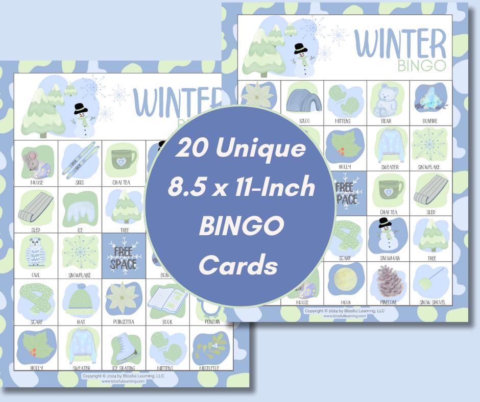Winter BINGO Game: Hand-drawn Cards, Tokens (printable PDF Files) - Etsy