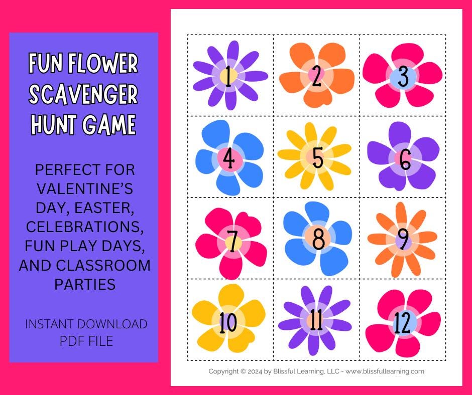 Flower Scavenger Hunt for Kids, Fun Addition Learning Game, Perfect for ...