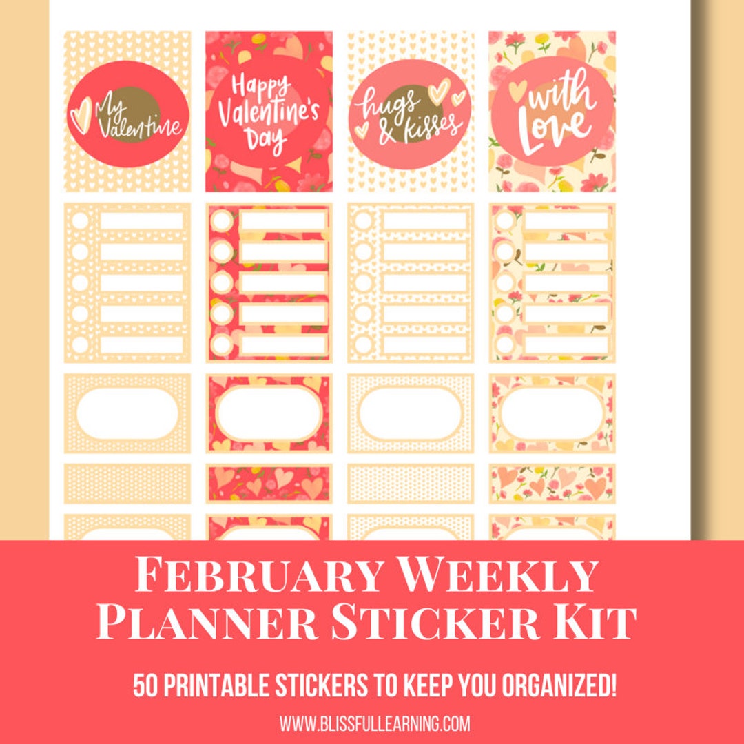 Decorative Valentine's Day Printable Planner Sticker Kit - DIY ...