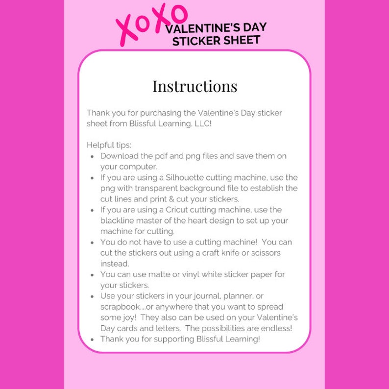 XOXO Valentine Sticker Sheet: Printable Love Stickers (PDF & PNG) - Etsy