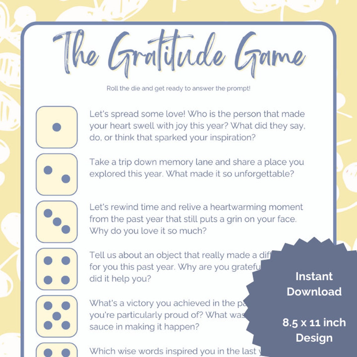 The Gratitude Game Roll, Reflect, and Remember: A Fun New Year's Eve ...