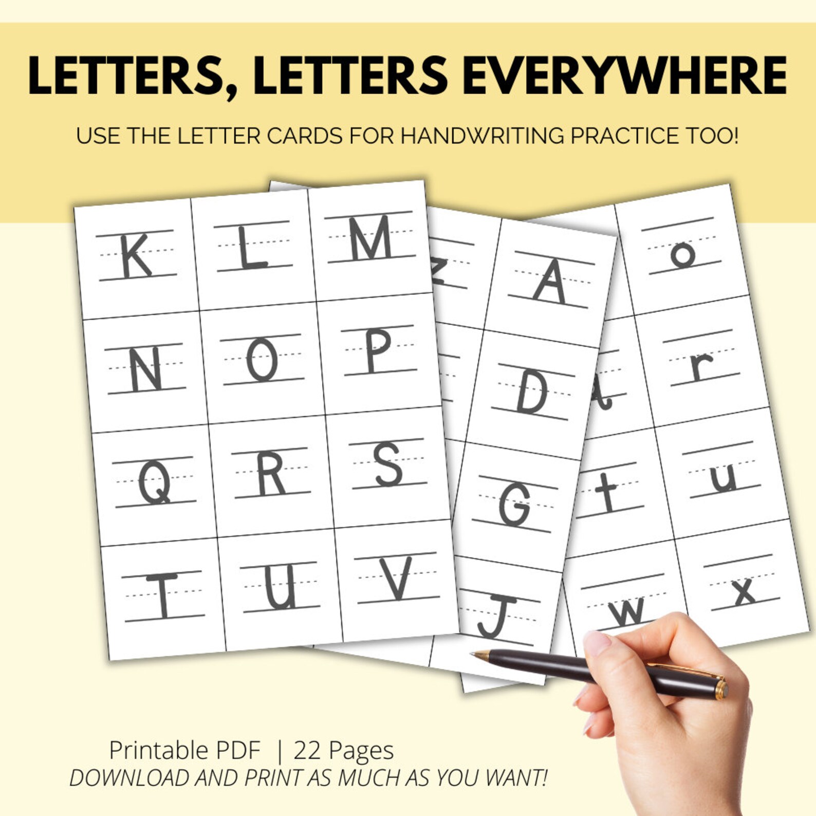 Printable Alphabet Flash Cards, ABC Matching Game, Alphabet Card Games ...