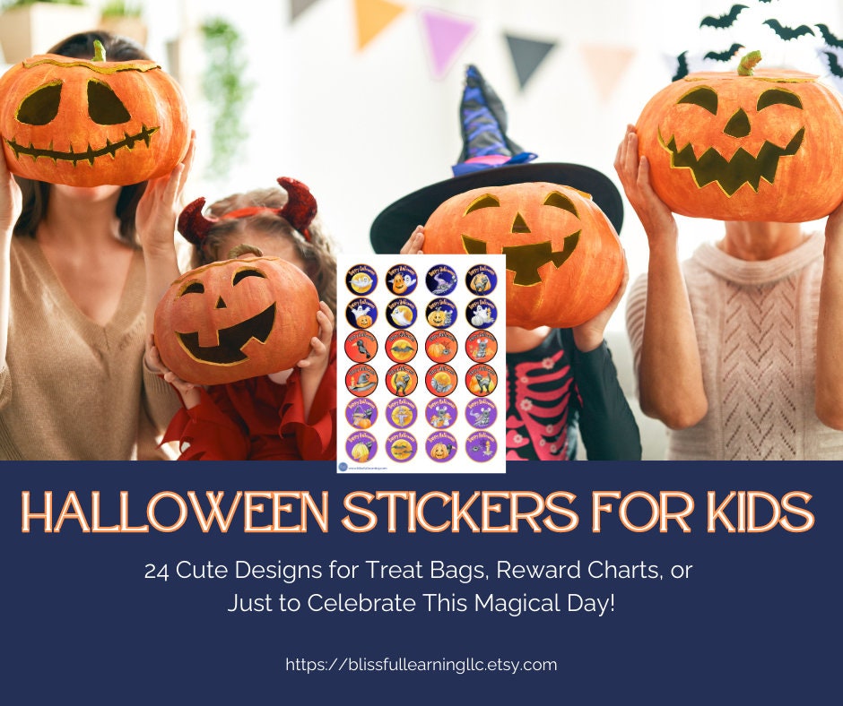 Cute Halloween Printable Stickers for Kids, Halloween Treat Bag ...