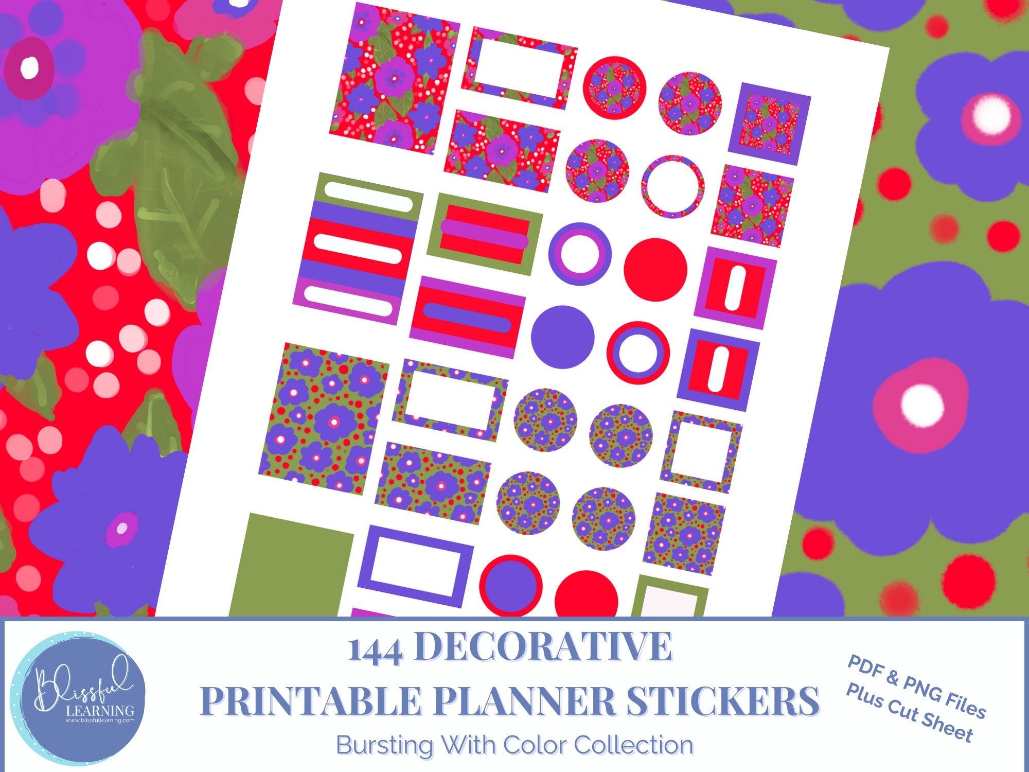 Decorative Printable Sticker Collection for Planners, Journals, and ...