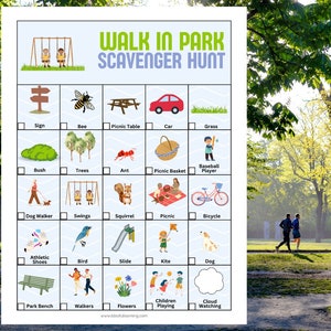 Walk in the Park Scavenger Hunt for Kids Printable, Outdoor Scavenger ...