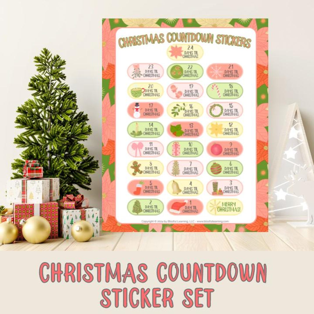 Christmas Countdown Sticker Sheet for Calendars, Planners, and Journals ...