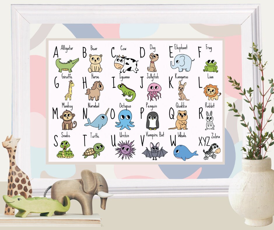 Abstract Alphabet Animal Print for Kids Nursery, Playroom or Classroom ...