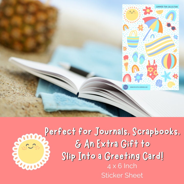 Summer Beach Fun Sticker Set 26 Kiss-cut Stickers on Water-resistant ...