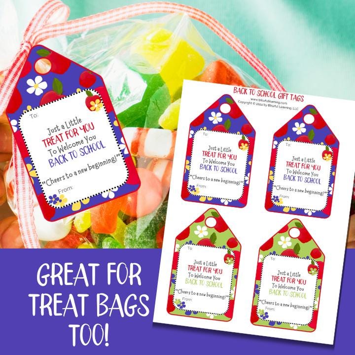 Back to School Printable Gift Tags for Teacher & Student Gifts set of 2 ...