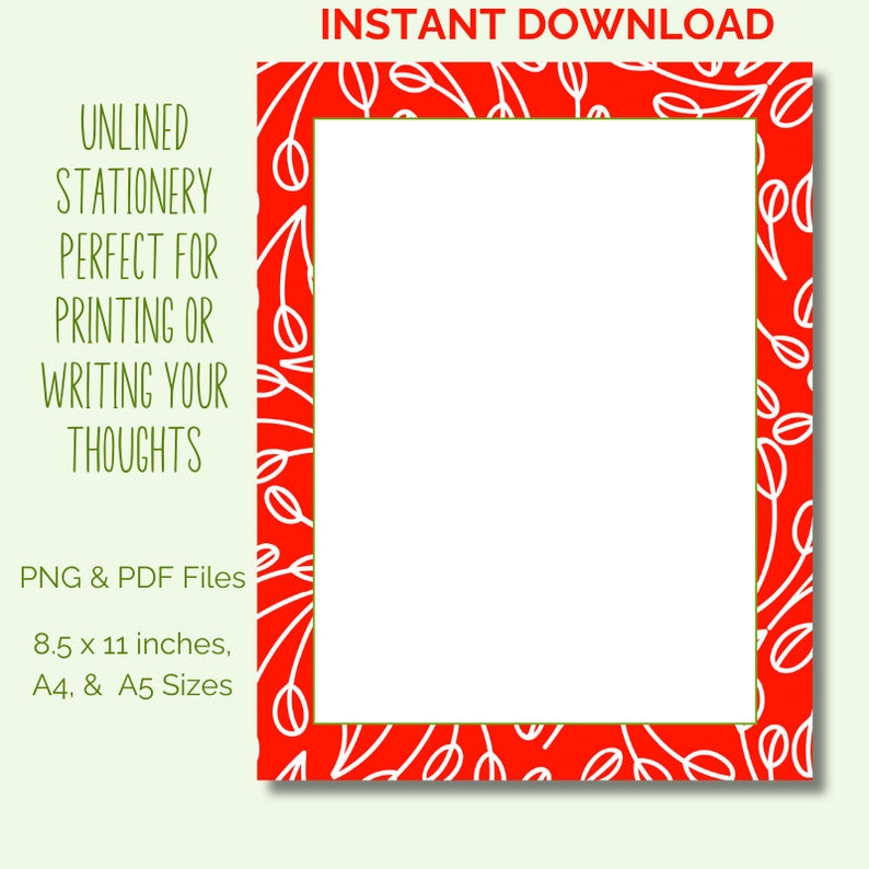 Holiday Printable Writing Paper Bundle A4, A5, 8.5 X 11 Lined and ...