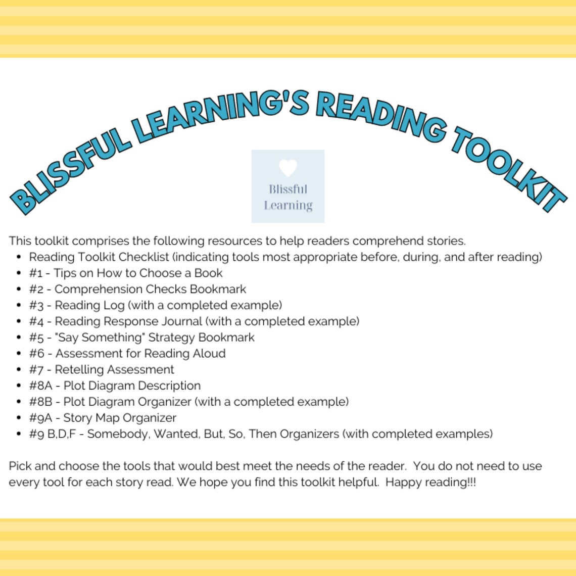 Printable Reading Toolkit, Story Elements, Reading Resources, Bookmarks ...