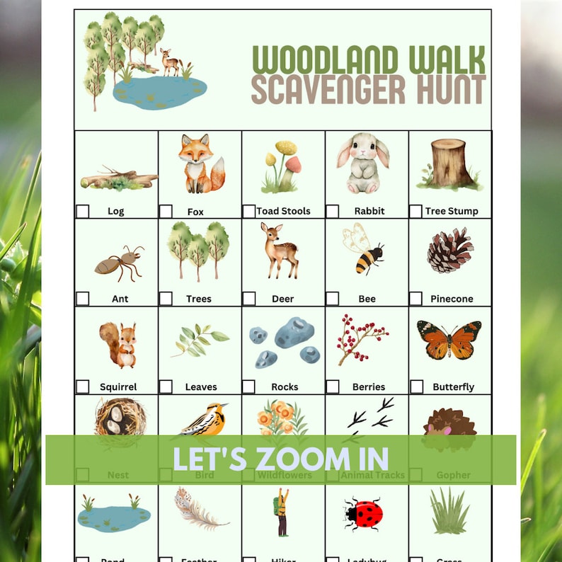 Woodland Walk Scavenger Hunt for Kids Printable Family Fun - Etsy