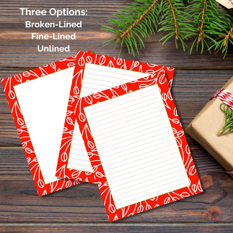Holiday Printable Writing Paper Bundle A4, A5, 8.5 X 11 Lined and ...