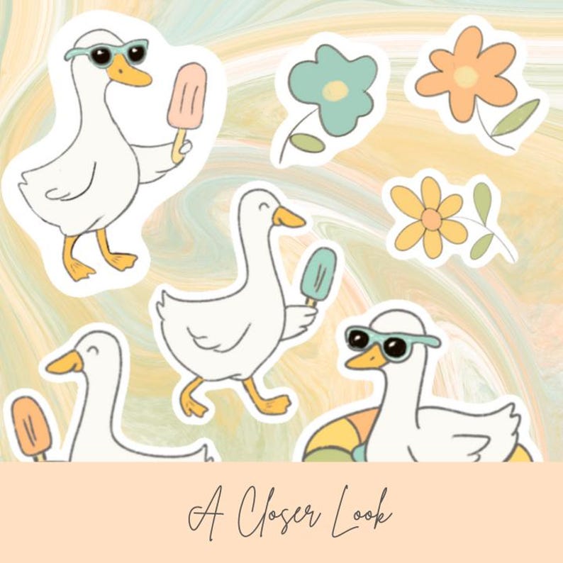 Summer Goose Sticker Sheet: Whimsical Duck Stickers (printable PNG) - Etsy