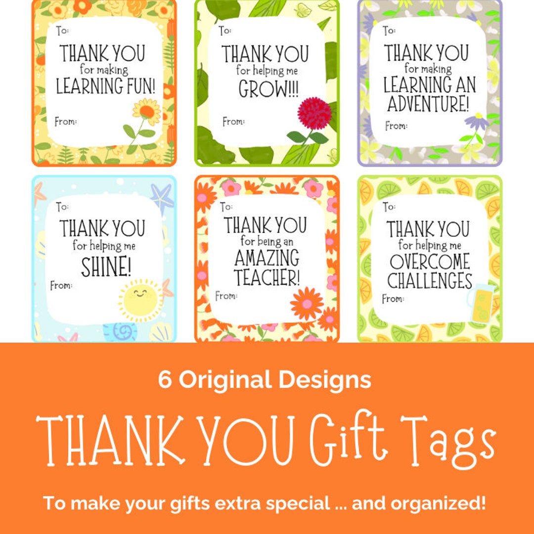 Printable Teacher Thank You Gift Tags: Unique Designs (digital Download ...