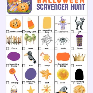 Halloween Scavenger Hunt for Kids, Halloween Printable Game, Halloween ...