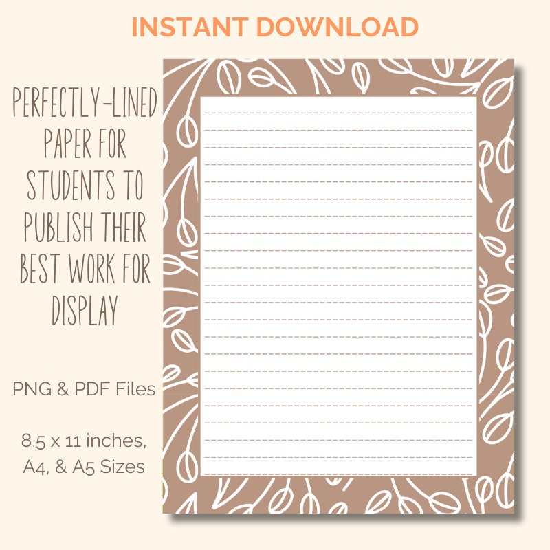Toasty Brown and White Fall Printable Writing Paper, Lined Unlined Stationery, Instantly ...