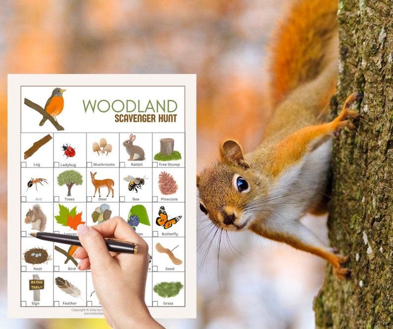 Woodland Scavenger Hunt for Kids: Nature Hike Activity (digital ...
