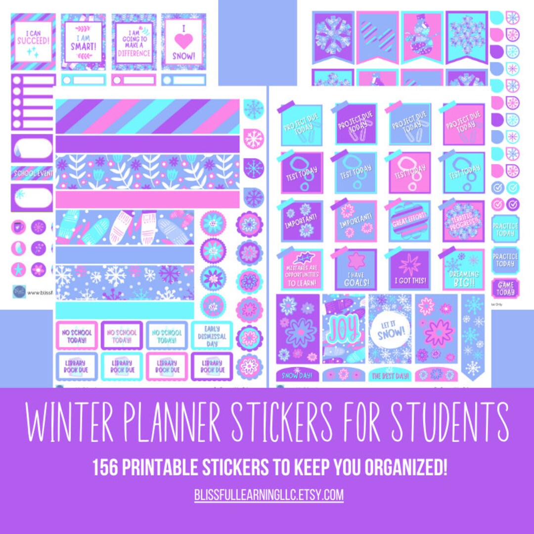 Winter Printable Planner Stickers for Students, Decorative and ...
