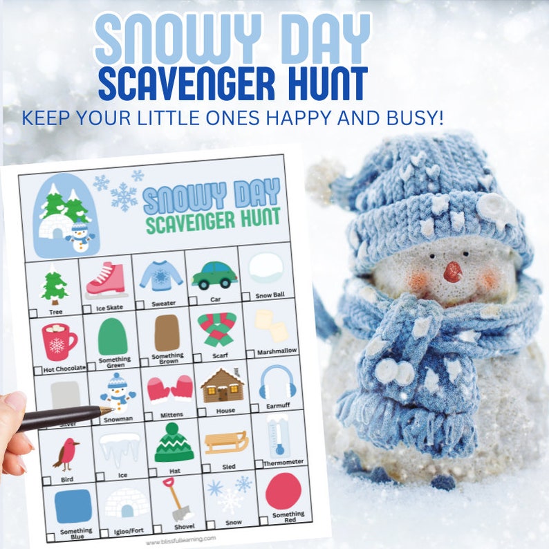 Scavenger Hunt Game for Kids and Families to Play on Snowy Winter Day ...