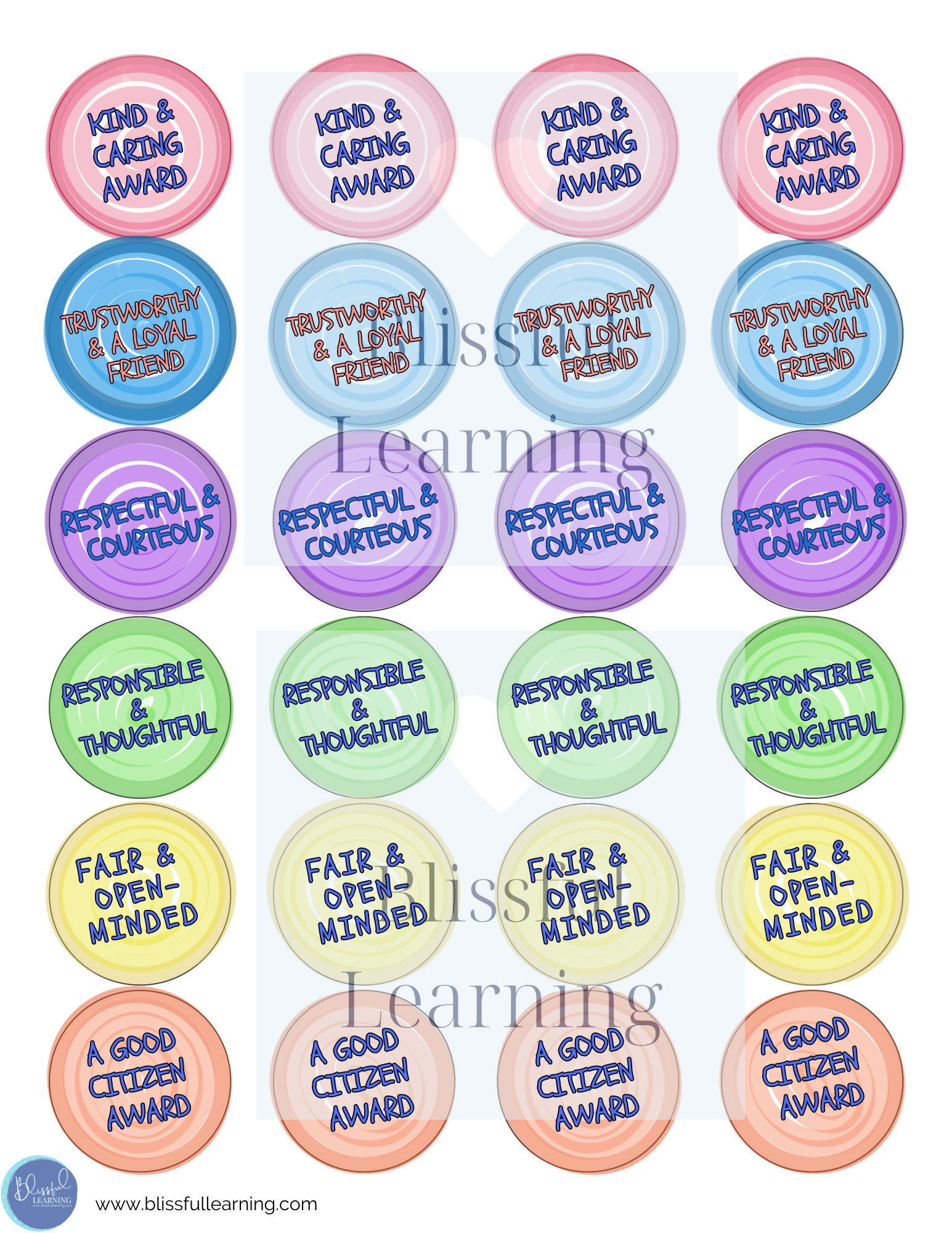 School Motivational Reward Stickers for Character Development, School ...