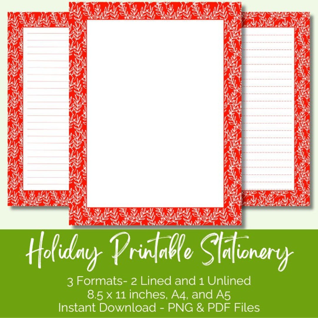 Elevate Your Holiday Correspondence With Festive Writing Paper - Red ...